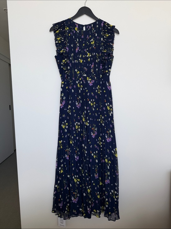 Self-Portrait | Dresses | Selfportrait Navy Floral Ruffleshoulder ...